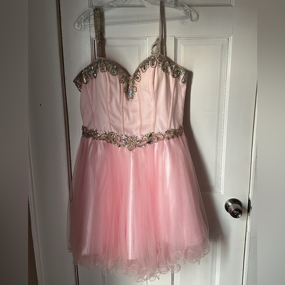 Tiffany Designs | Dresses | Baby Pink Embellished Corset Frill Prom ...